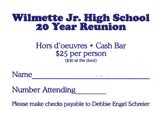 Wilmette Junior High School 20 Year Reunion
